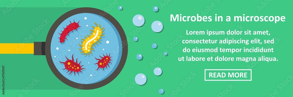 Microbes in a microscope banner horizontal concept Stock Vector | Adobe ...