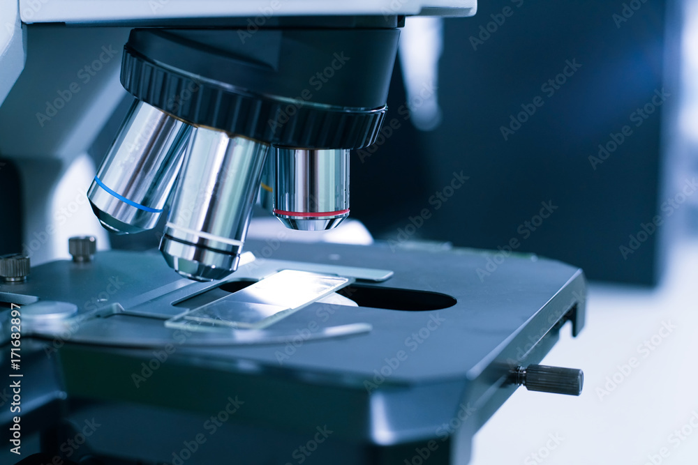 Objective lens of microscope Stock Photo | Adobe Stock