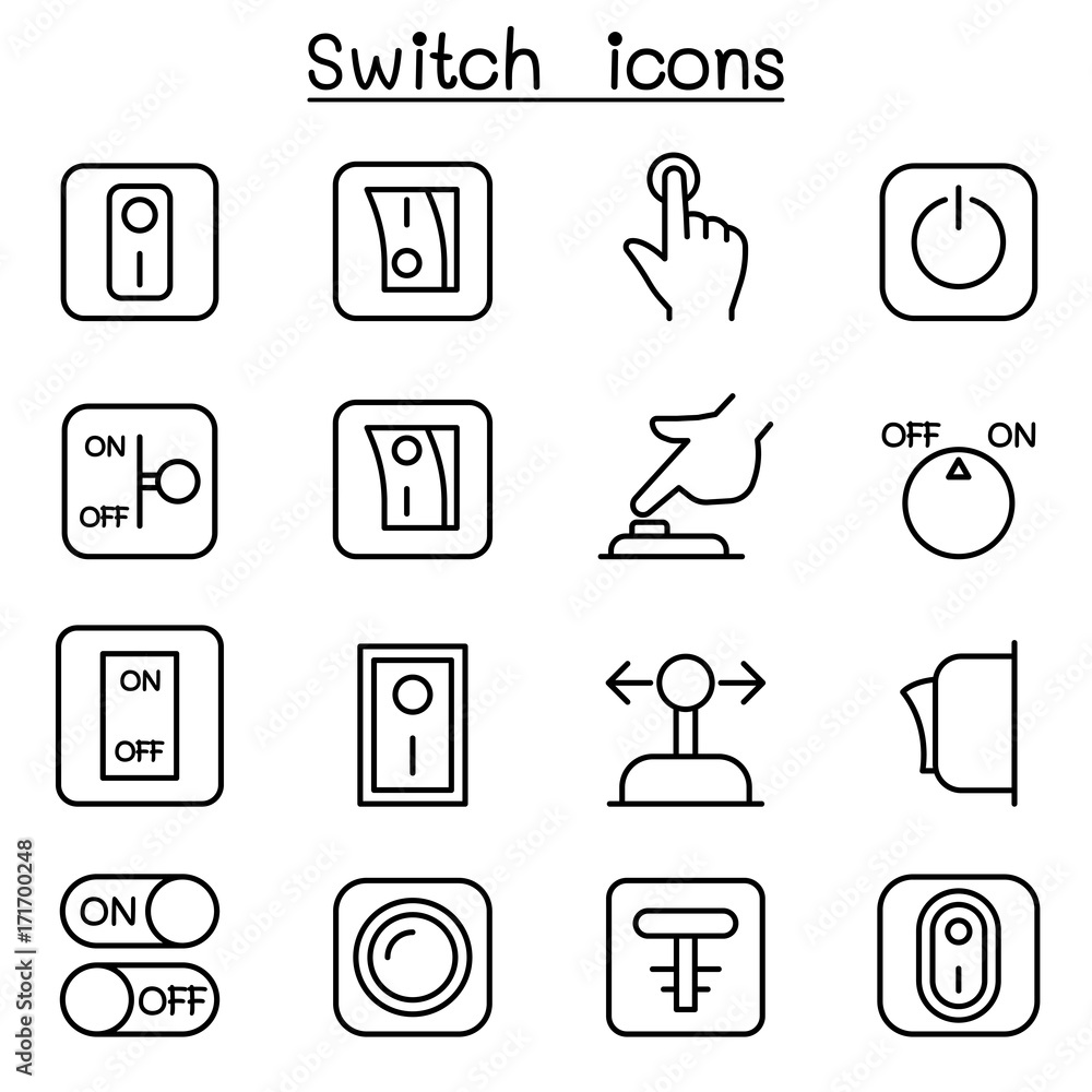 Switch icon set in thin line style Stock Vector | Adobe Stock