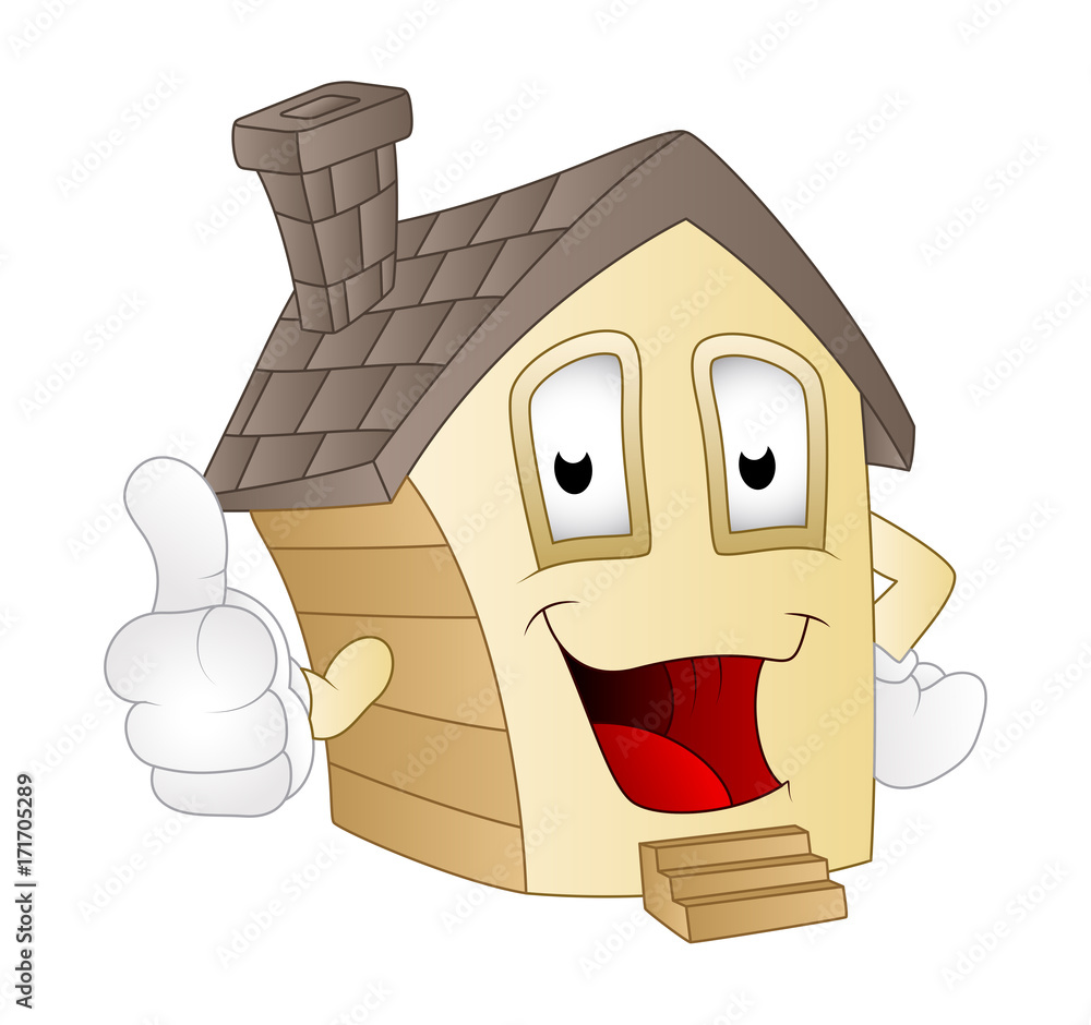 Cartoon House Showing Thumbs Up vector clip-art illustration Stock ...