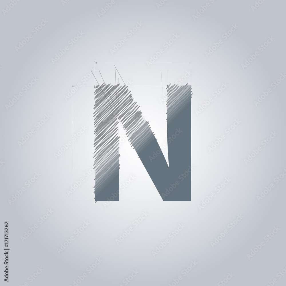 Letter N logo. Alphabet logotype architectural design Stock Vector ...