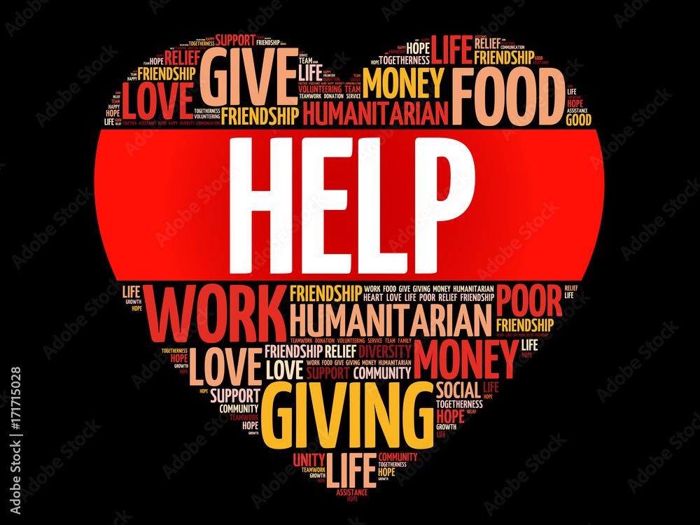 Help word cloud collage, heart concept background Stock Vector | Adobe ...