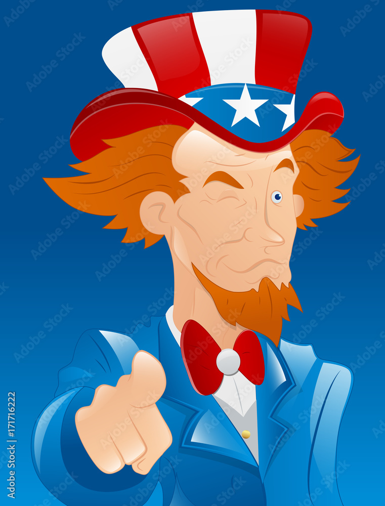 Cartoon Uncle Sam Pointing Finger Stock Vector | Adobe Stock