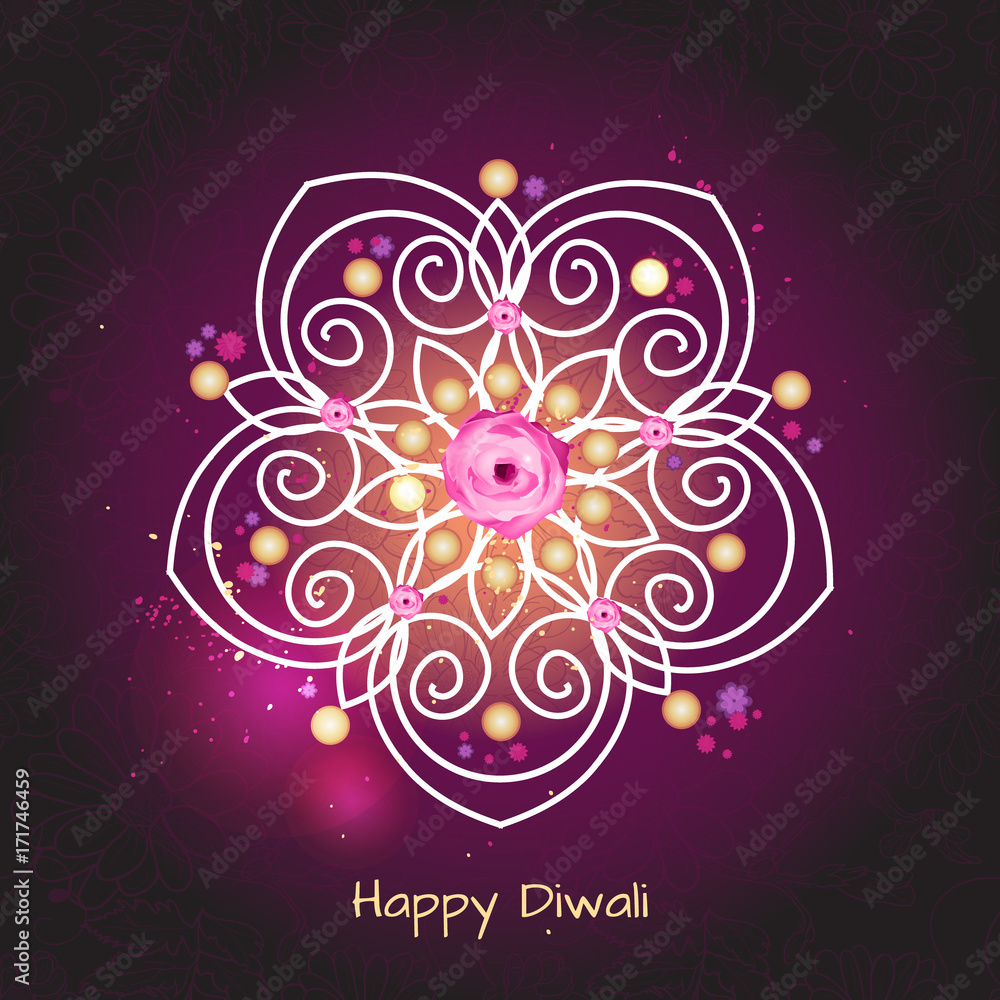 Violet color background design for Diwali festival with rangoli.Vector ...