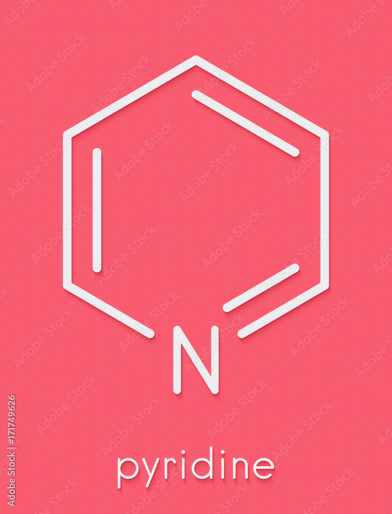 Pyridine chemical solvent and reagent molecule. Skeletal formula. Stock ...
