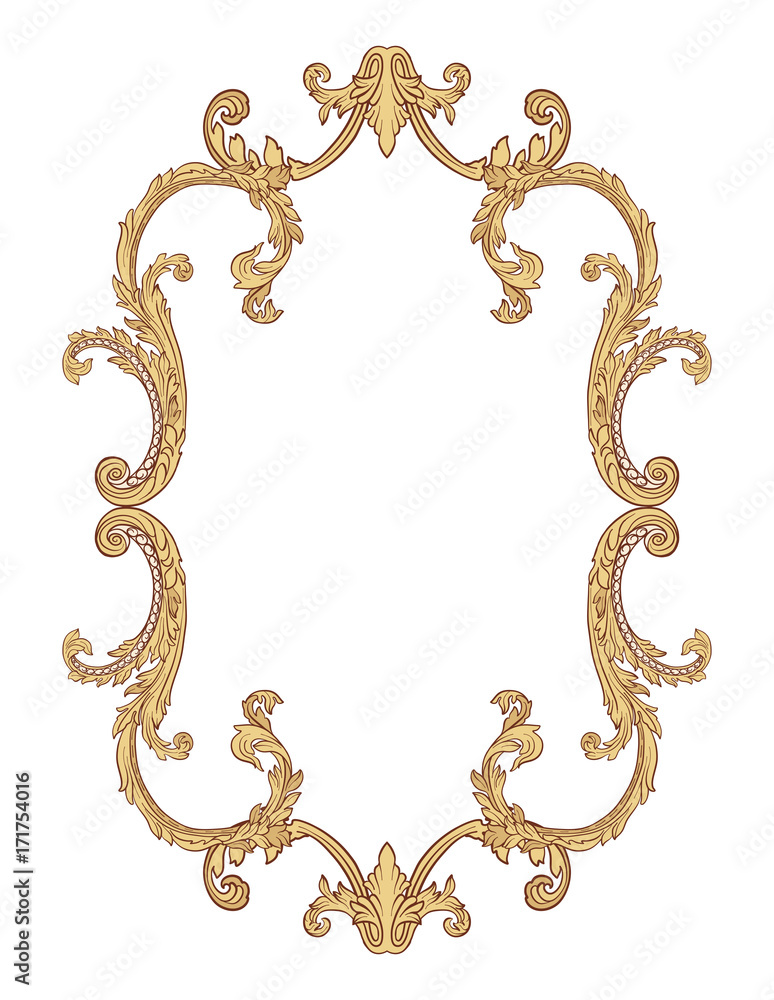 Vintage richly decorated frame in rococo style for menus, ads, a Stock ...