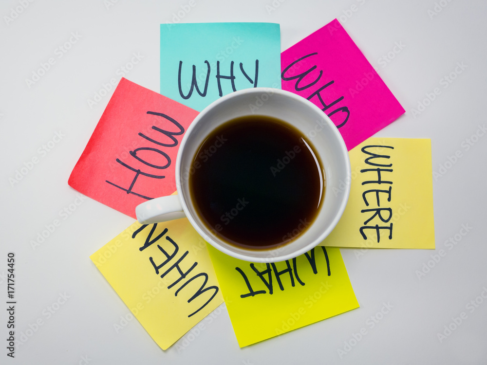 coffee with colorful post-it notes Stock Photo | Adobe Stock