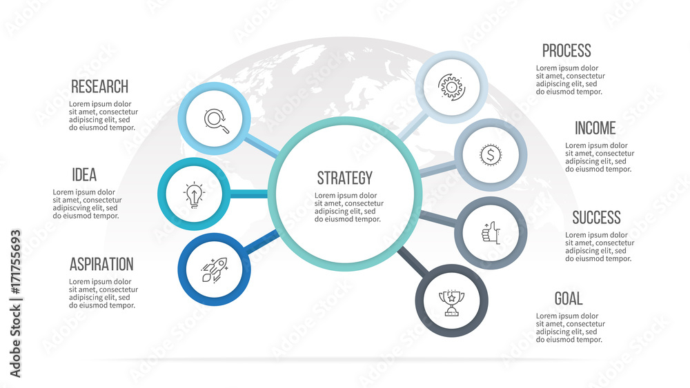Business infographic. Organization chart with 7 options. Vector ...