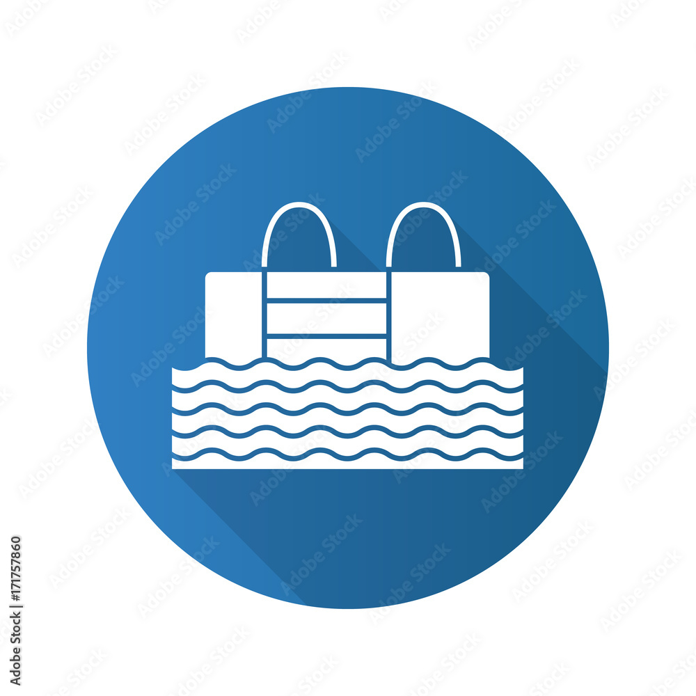 Swimming pool flat design long shadow glyph icon Stock Vector | Adobe Stock