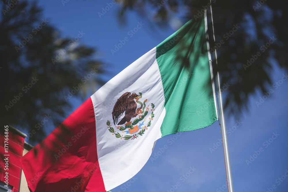 Mexican flag patriotic symbol; Bandera de México simbolo patrio de esta ...