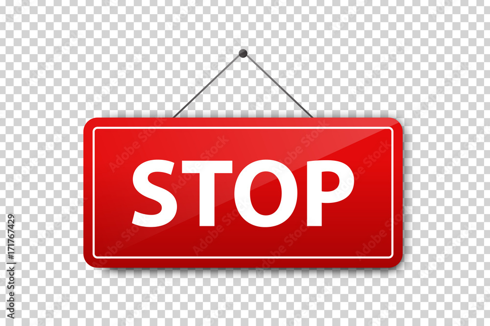 Vector realistic isolated hanging Stop Sign for decoration and covering ...