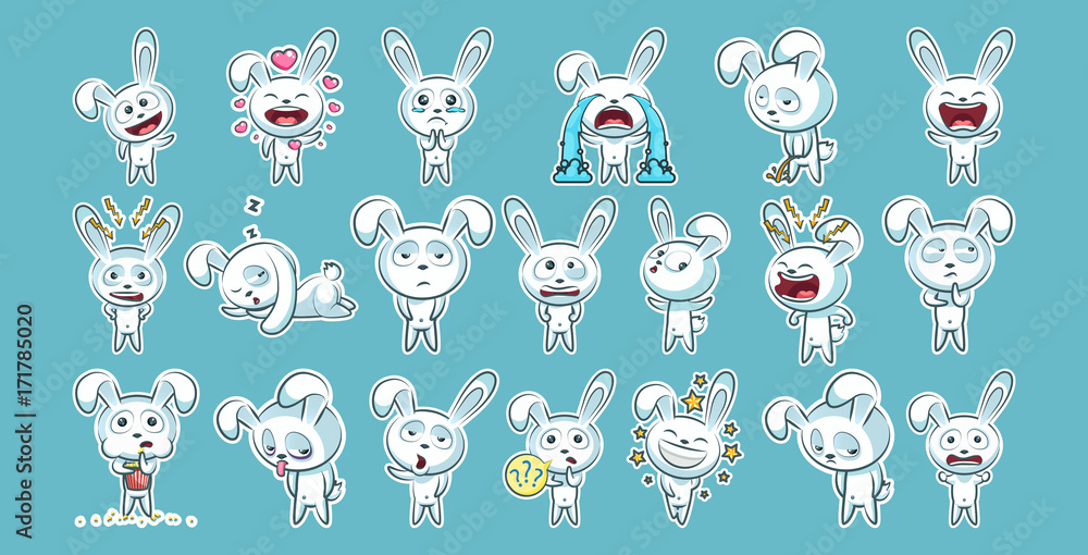 Set kit collection sticker emoji emoticon emotion vector isolated ...