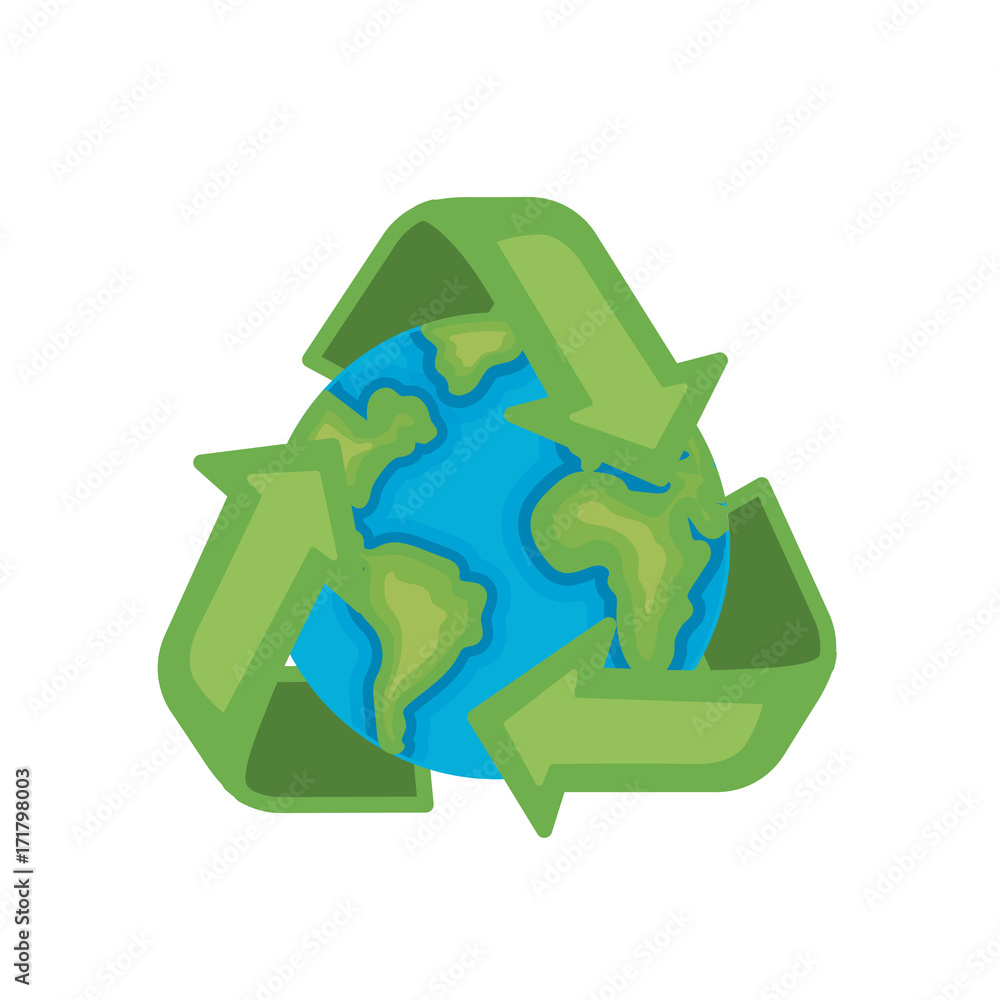 earth planet with recycle symbol design vector illustration Stock ...