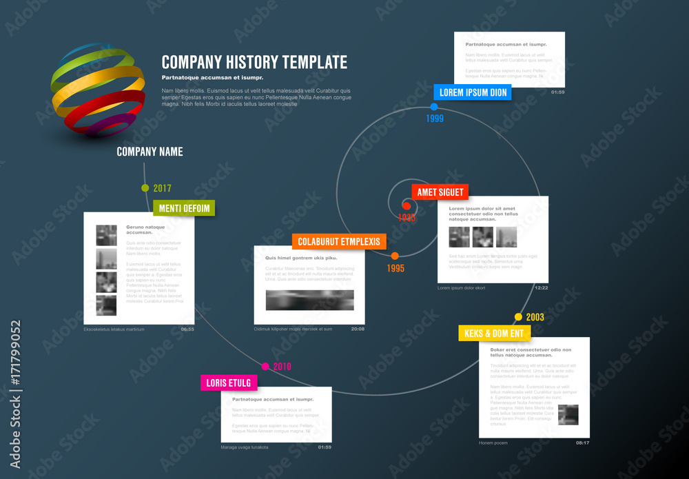 Spiral Timeline Infographic Layout 1 Stock Template | Adobe Stock