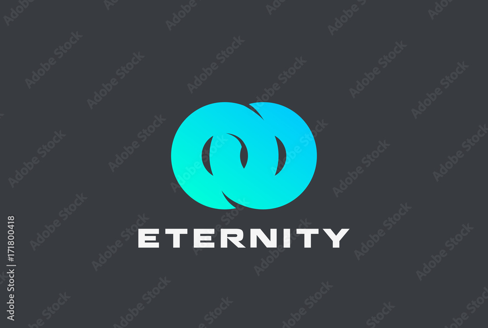 Two Circle Rings locked Logo vector. Infinity Eternity Loop icon Stock ...