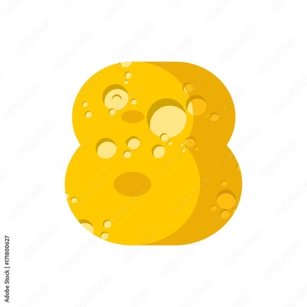 Figure 8 cheese font. numeral eight of cheesy alphabet. Dairy Food type ...