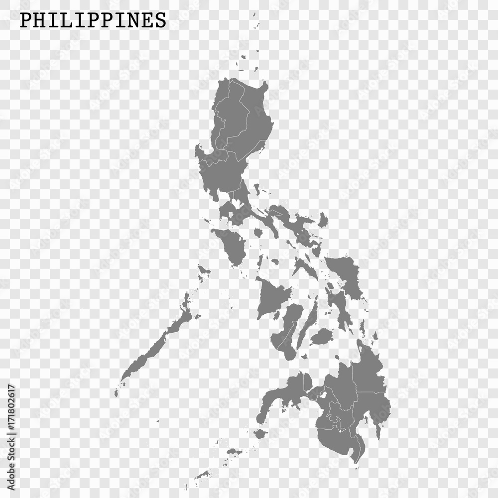 High quality map of Philippines with borders of the regions or counties ...