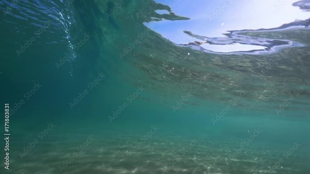 Underwater POV, waves crash at surface Stock Video | Adobe Stock