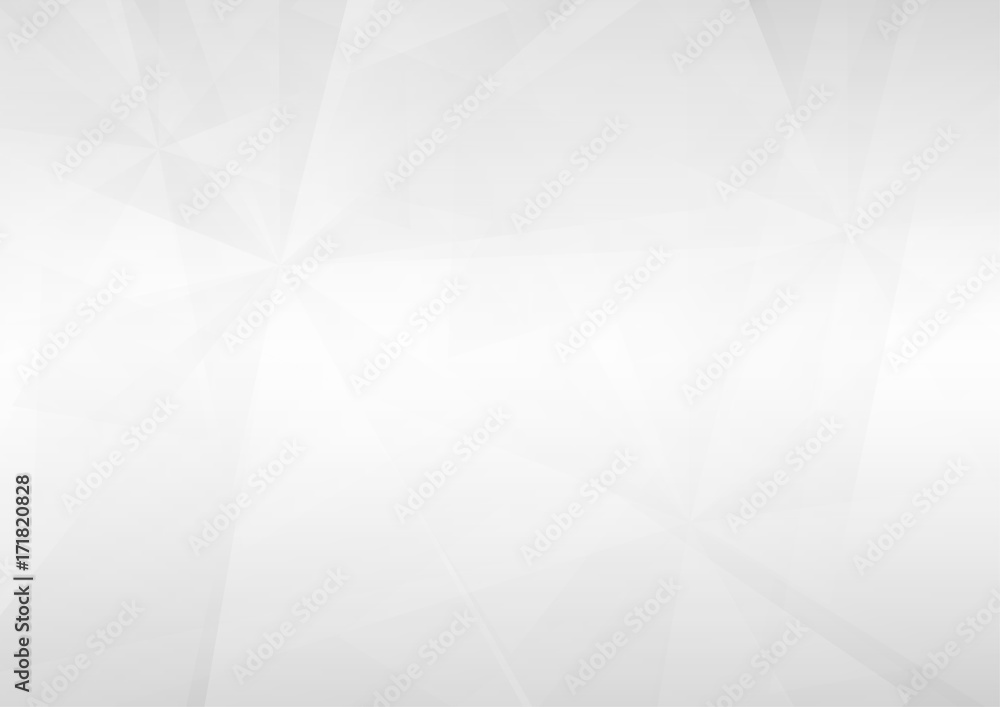Abstract white perspective geometric shapes overlap on gray gradient ...
