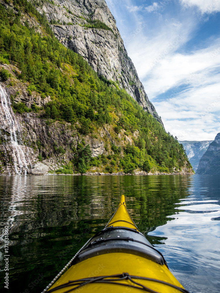 Exploring the amazing Naerofjord in Norway with the kayak - 7 Stock ...