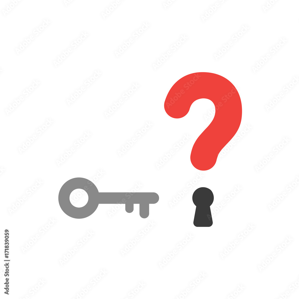 Flat design style vector concept of question mark with key and keyhole ...