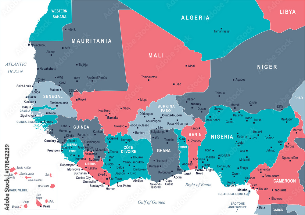 West Africa Map - Vector Illustration Stock Vector | Adobe Stock