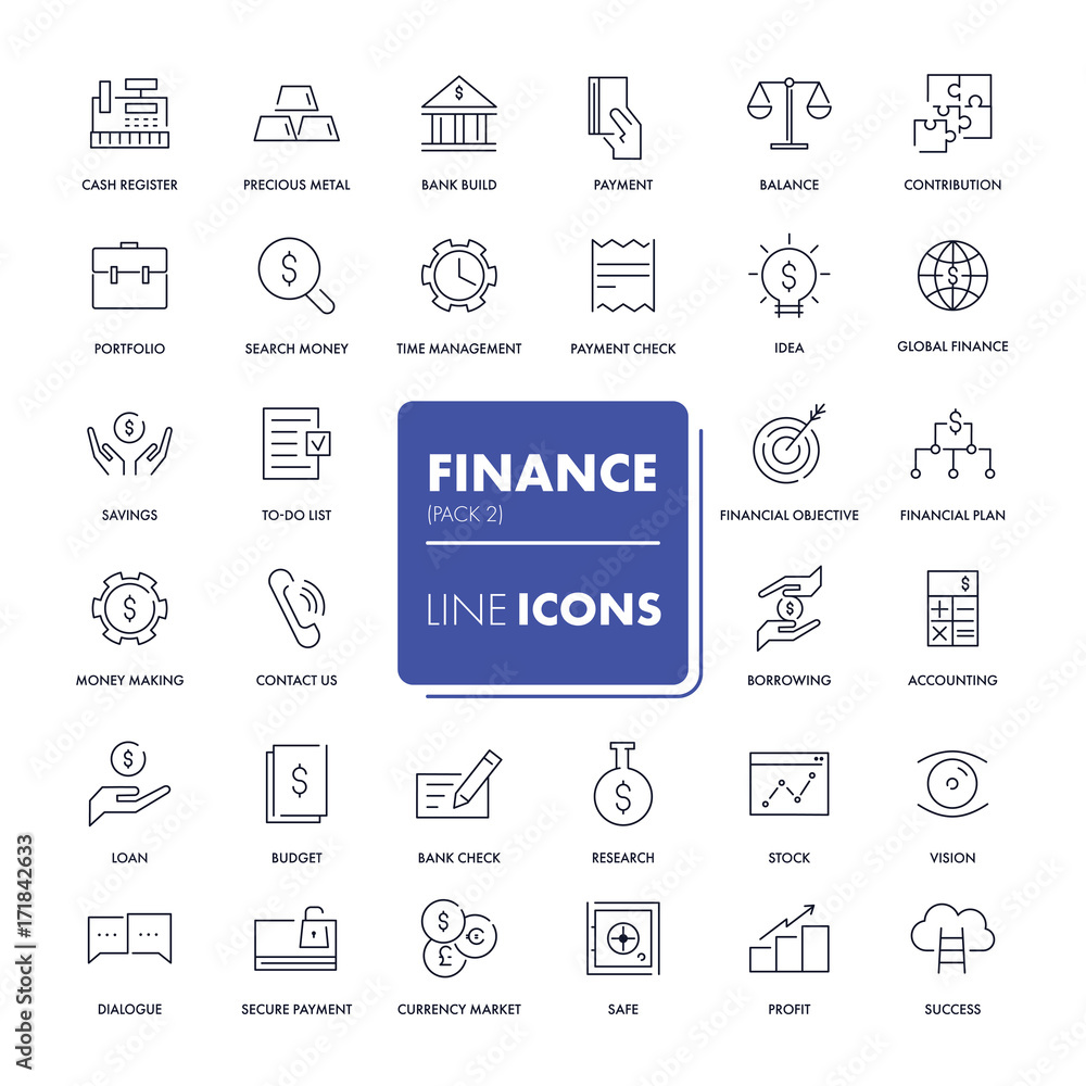 Line icons set. Finance Stock Vector | Adobe Stock