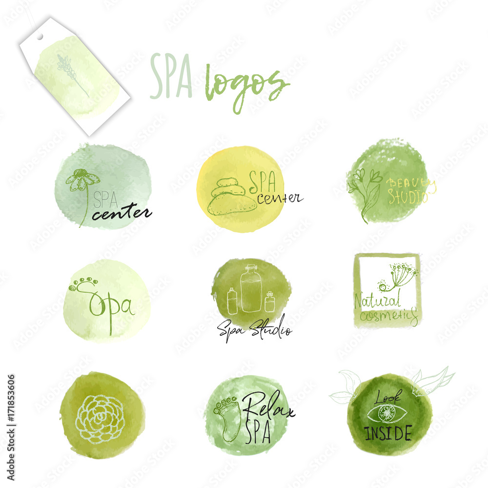 Vector set of wellness spa logos - natural signs and concepts for ...
