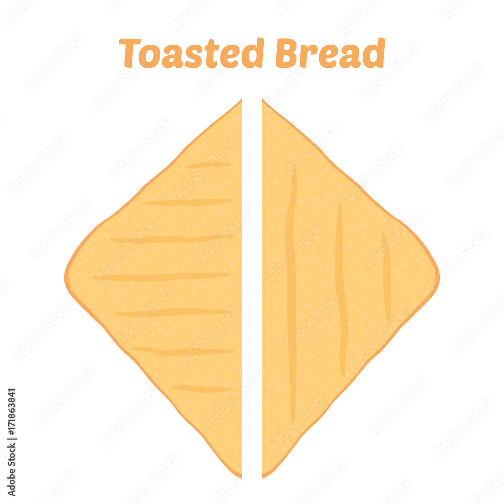 Toast, roasted bread, fried bakery. Cartoon flat style. Vector ...