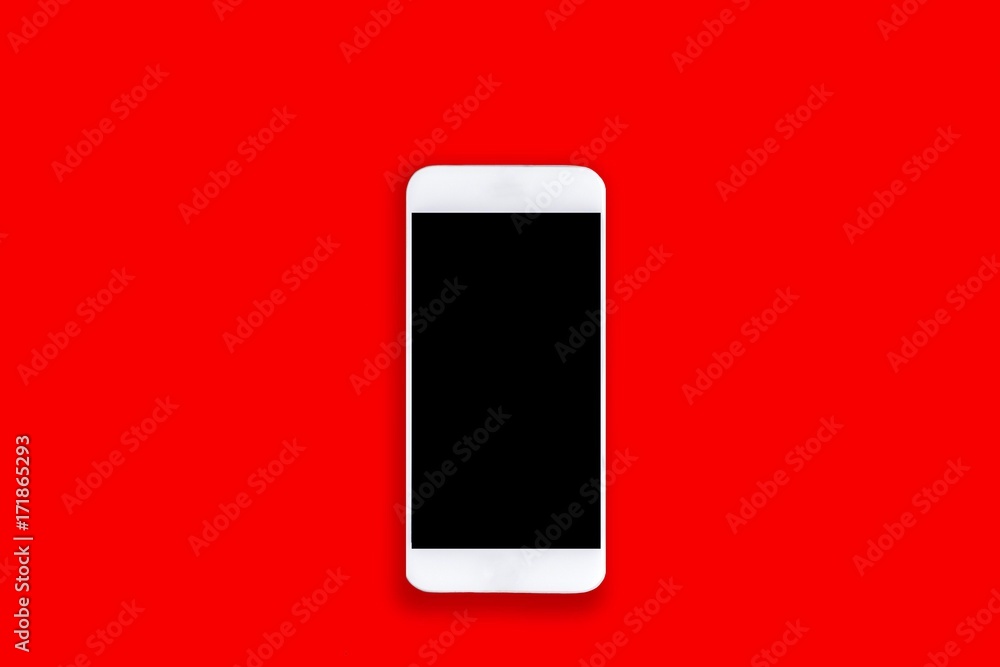 smartphone on red background.using wallpaper for education, business ...