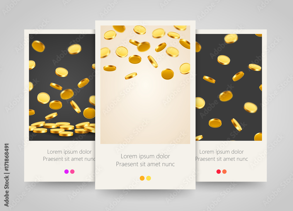 Falling coins, falling money, flying gold coins, Jackpot or success ...