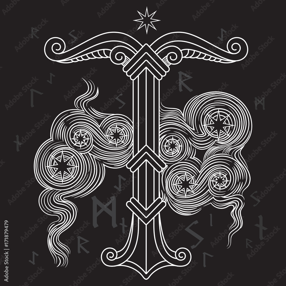 Irminsul, Yggdrasil. Sacred tree or the tree trunk Saxons, dedicated to ...