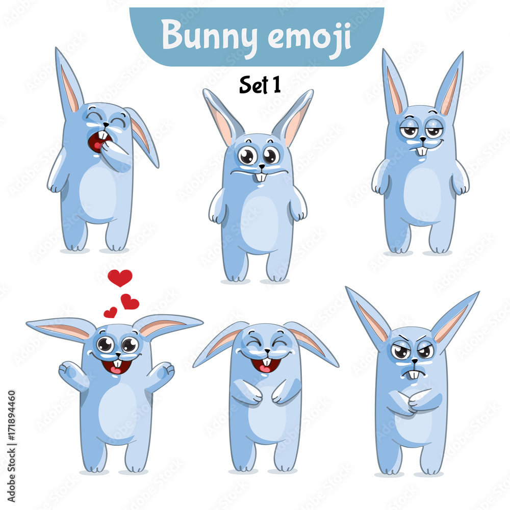 Vector set of cute rabbit characters. Set 1 Stock Vector | Adobe Stock