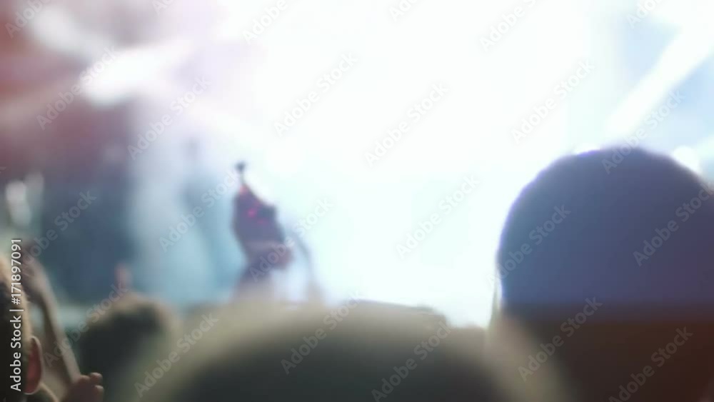 Video Stock Night rock concert front row crowd cheering hands in air.HD ...