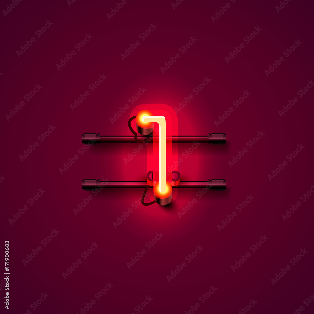 Neon city font sign number 1, signboard one. Vector illustration Stock ...