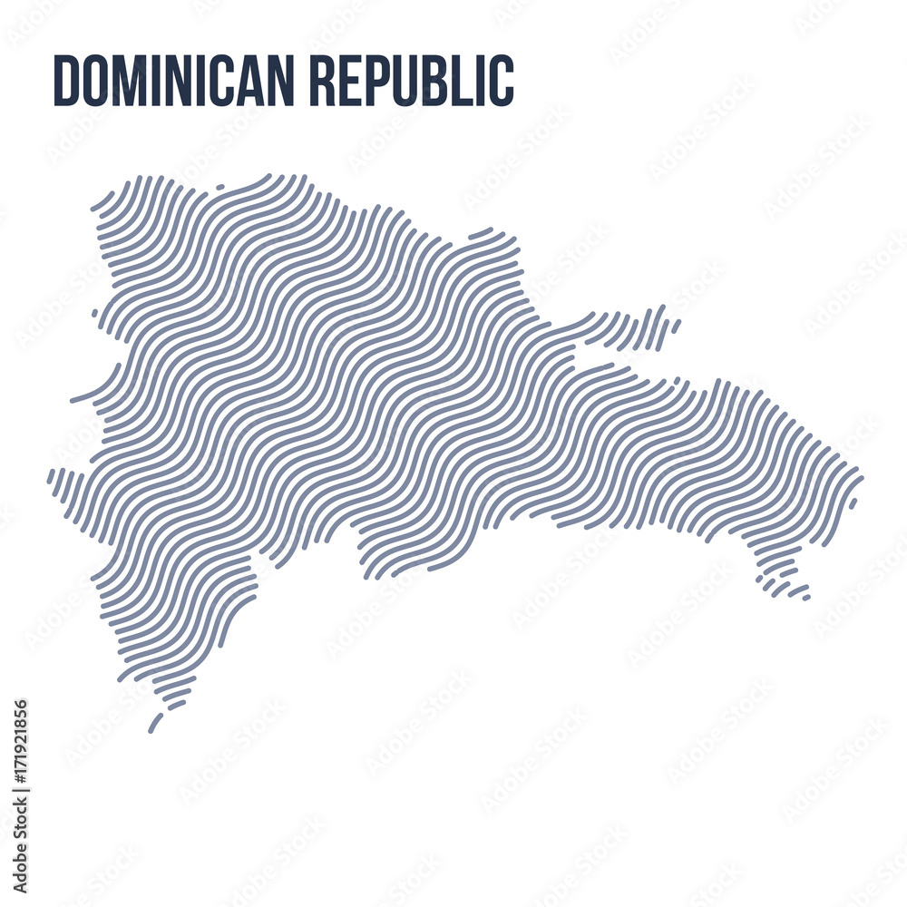 Vector abstract wave map of Dominican Republic isolated on a white ...