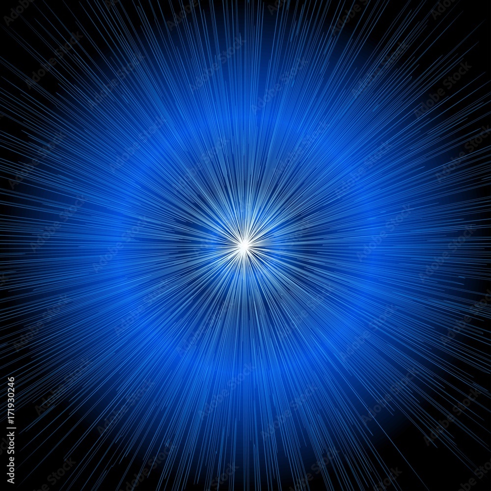 Blue radial abstract background, starburst, sunburst, rays of light ...