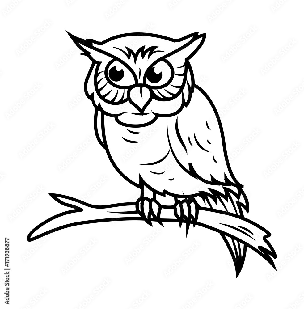 Owl Drawing Vector - vector clip-art illustration Stock Vector | Adobe ...