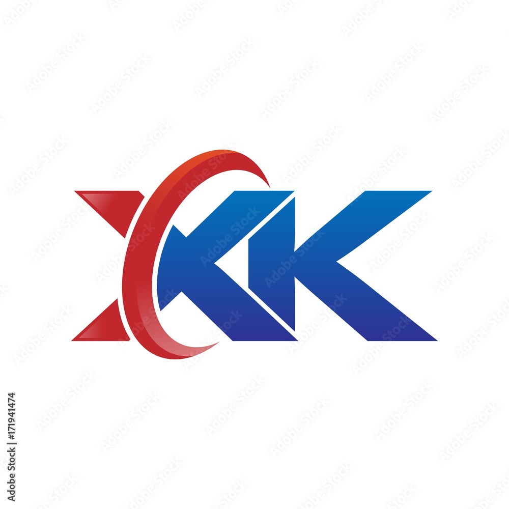 modern vector initial letters logo swoosh xk red blue Stock Vector ...