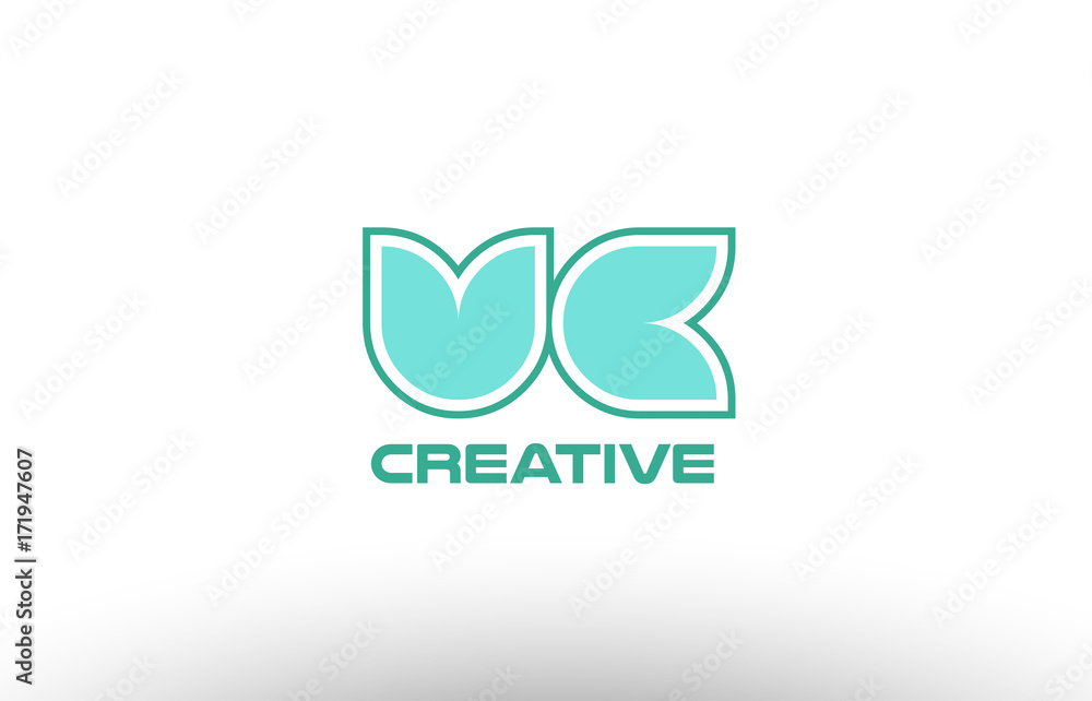 pastel green alphabet letter vc v c combination joint logo comany icon ...
