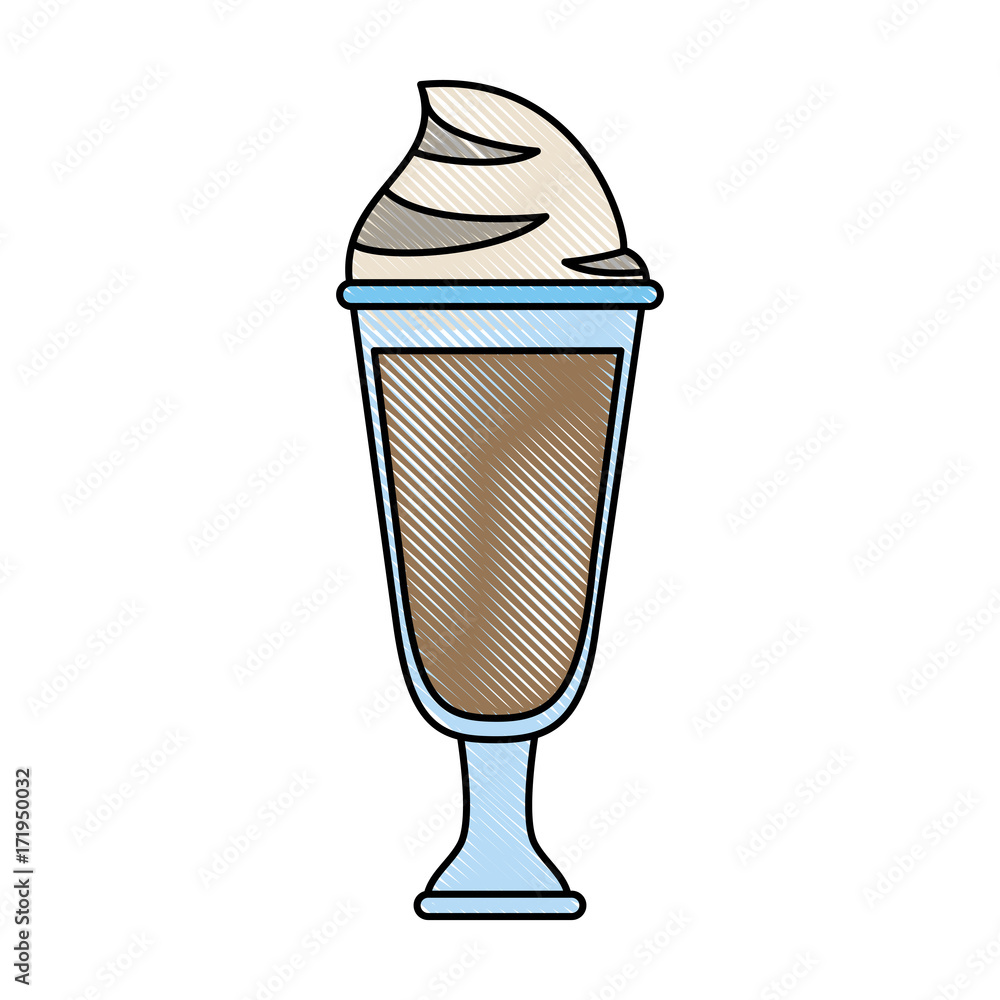 milkshake in glass icon image vector illustration design black and ...