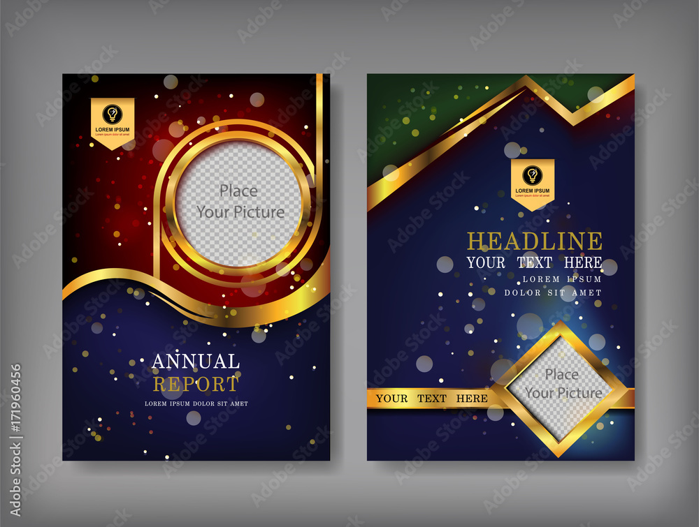Gold cover Annual report template, golden cover design, brochure flyer ...