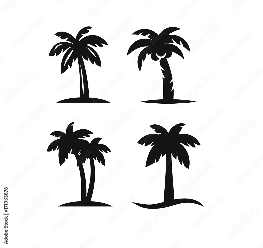 Tree palms set Stock Vector | Adobe Stock