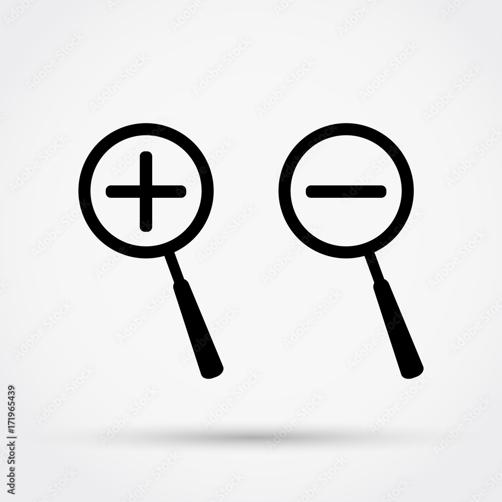 Zoom In and Zoom Out Icons. Vector illustration. Stock Vector | Adobe Stock