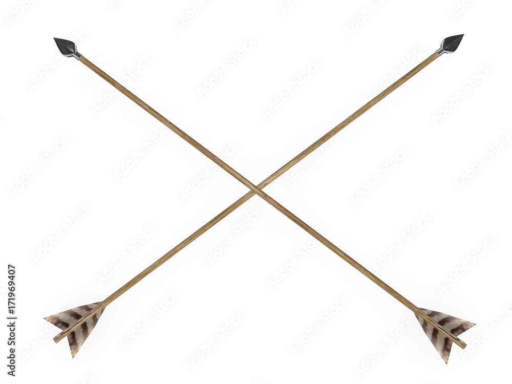 crossed medieval arrows 3d rendering Stock Illustration | Adobe Stock