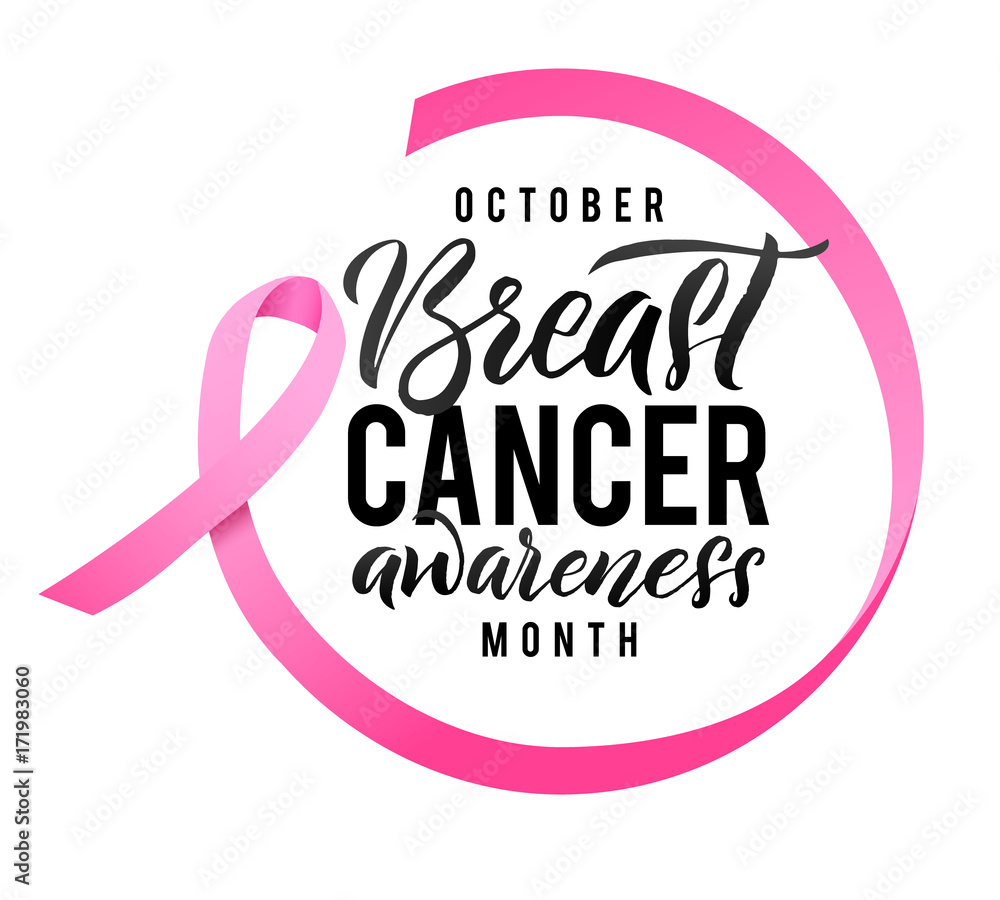 Breast Cancer Awareness Calligraphy Poster Design. Ribbon around ...