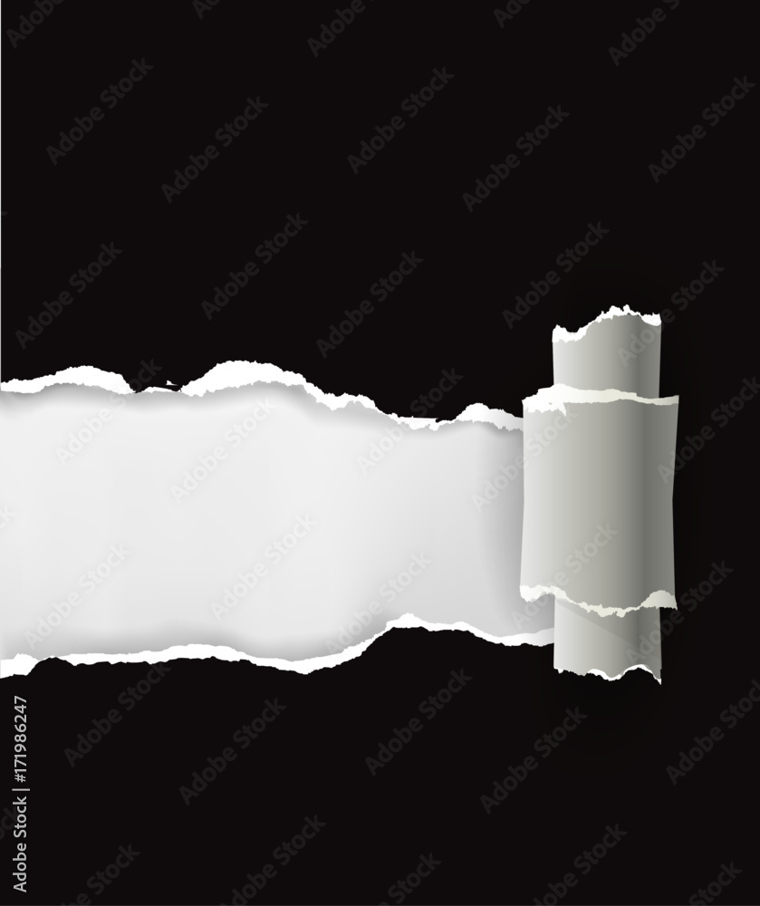 Black ripped paper background. lllustration of black ripped paper with ...