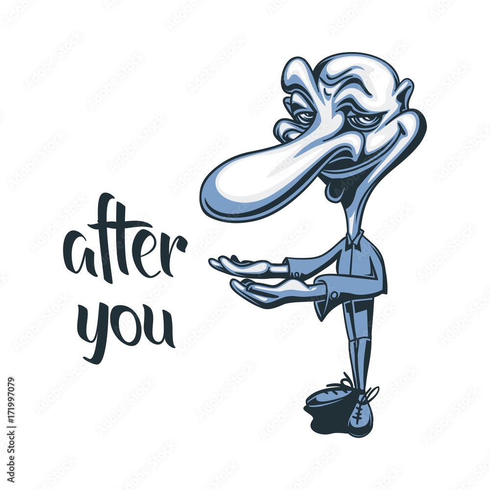 Courteous Funny Caricature Caracter Cartoon Polite Gentleman Vector ...