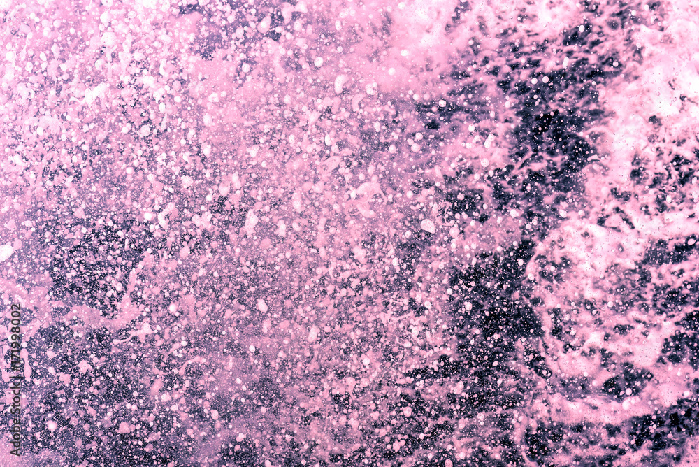 Pink Texture - Water splash, background with water drops in pink foam ...