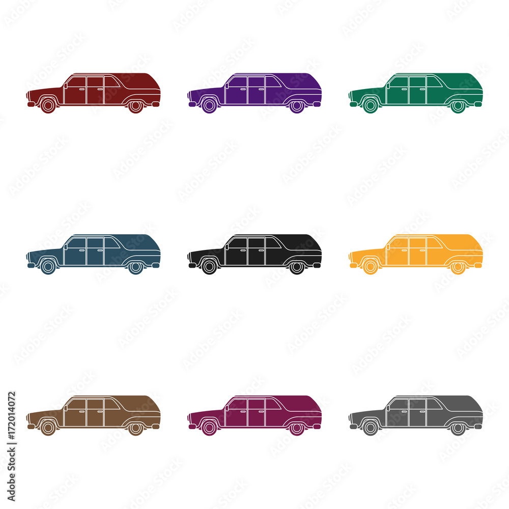 Hearse icon in black style isolated on white background. Funeral ...